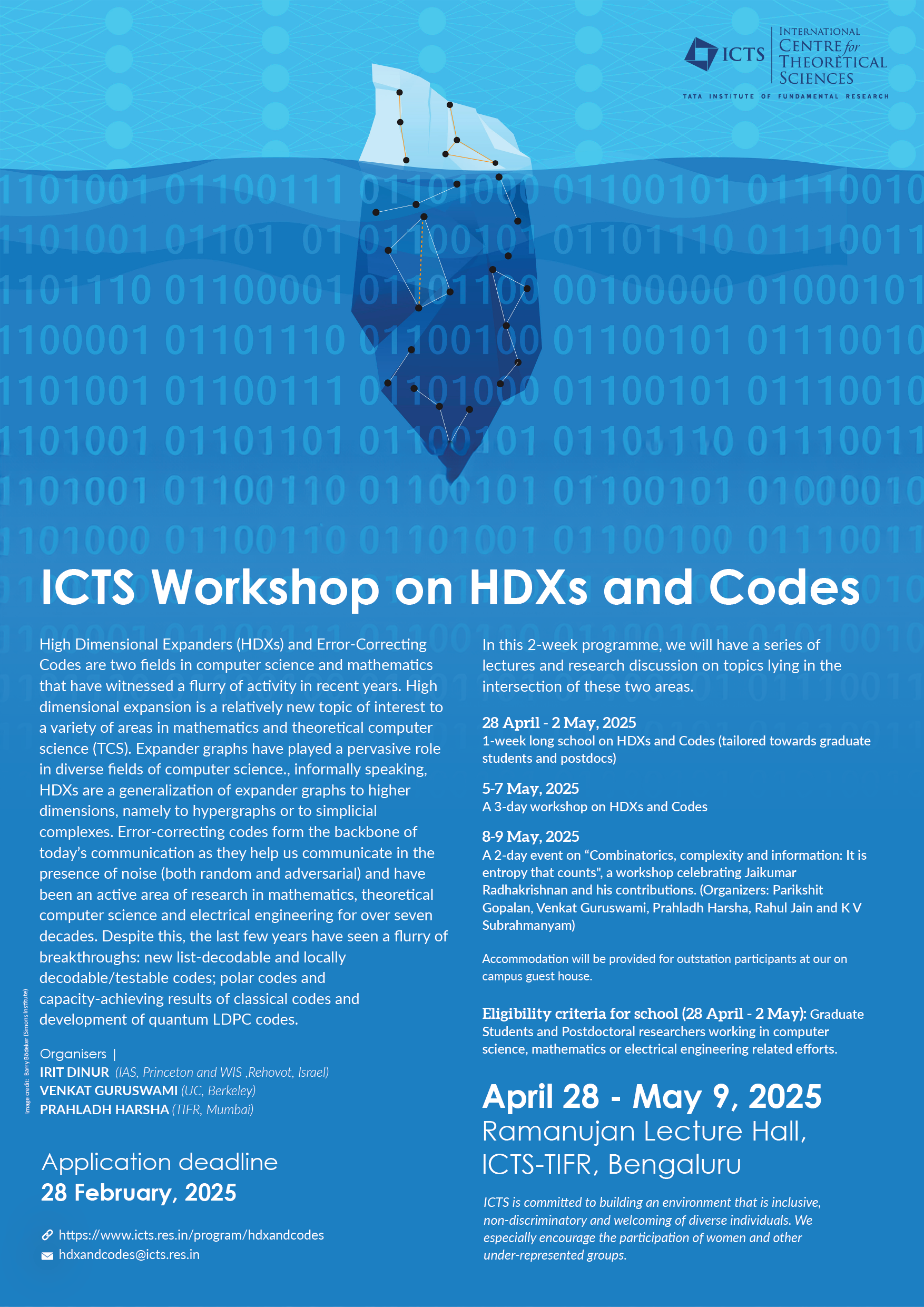 ICTS Workshop on HDXs and Codes | ICTS